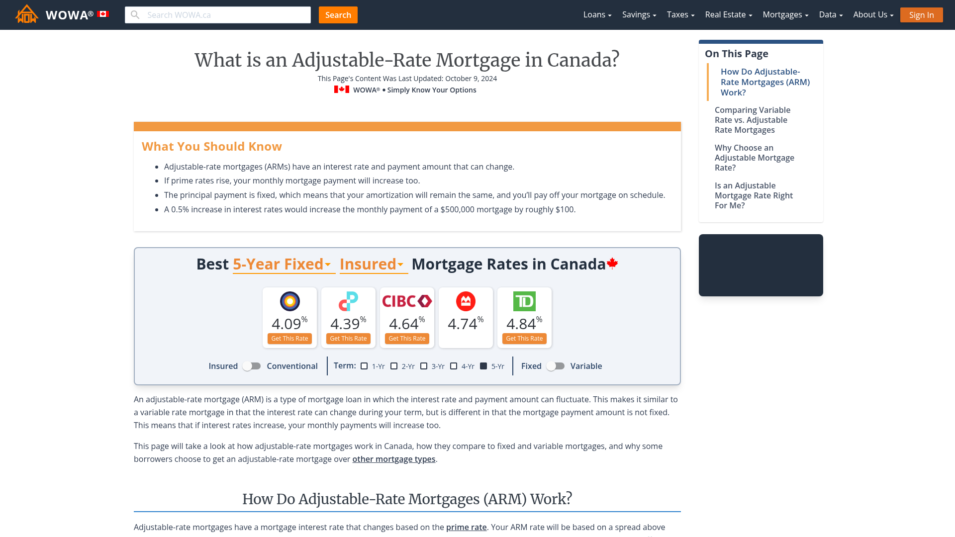 Adjustable Rate Mortgage ARM In Canada WOWA ca Adjustable Rate Mortgage ARM In Canada WOWA ca