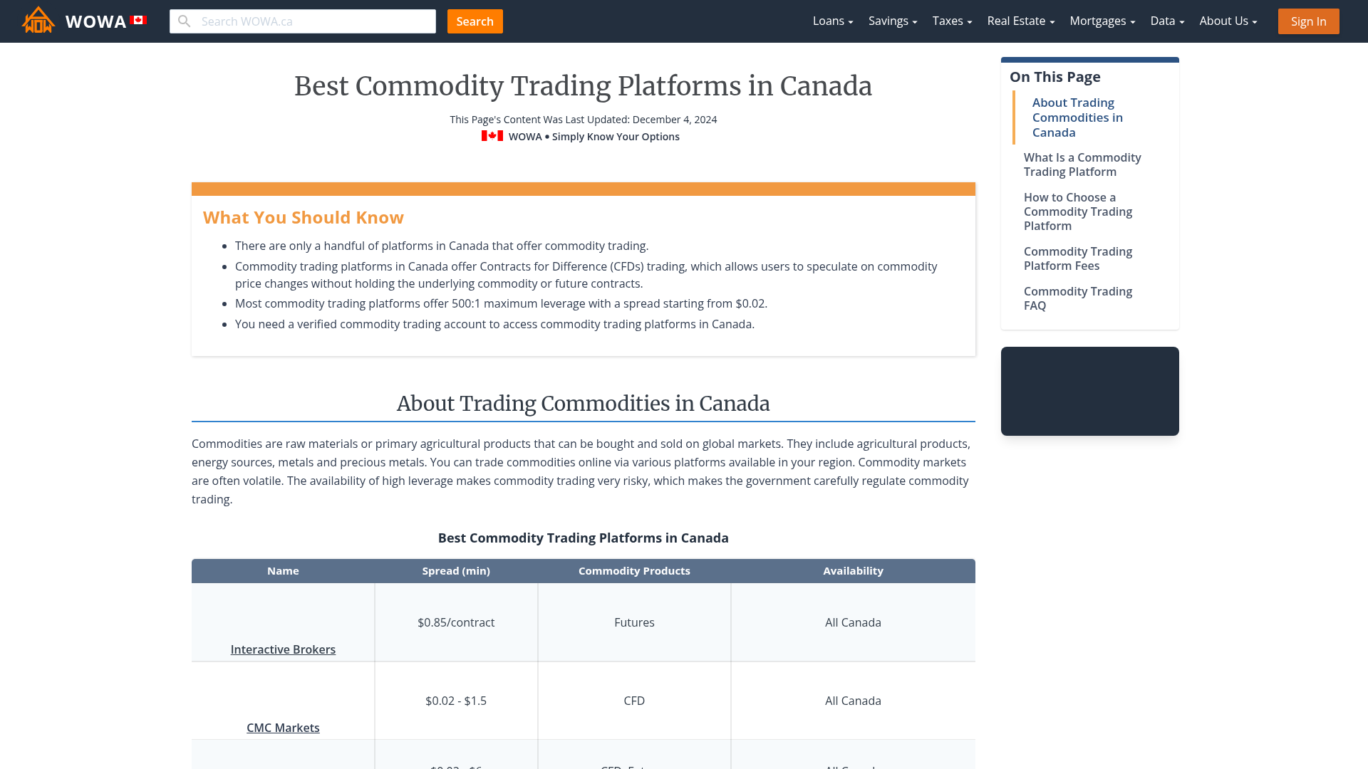 Best Commodity Trading Platforms in Canada | WOWA.ca