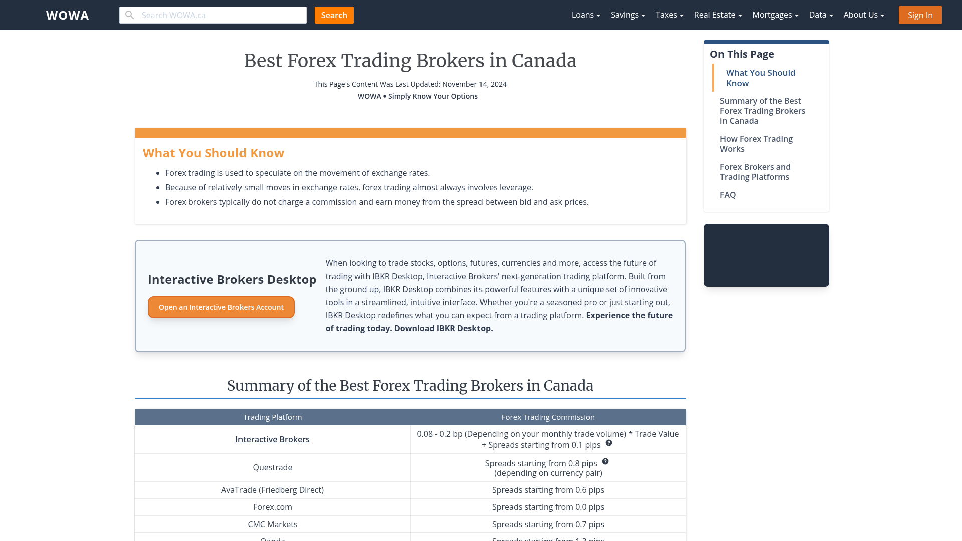 Best Forex Trading Brokers Canada | WOWA.ca