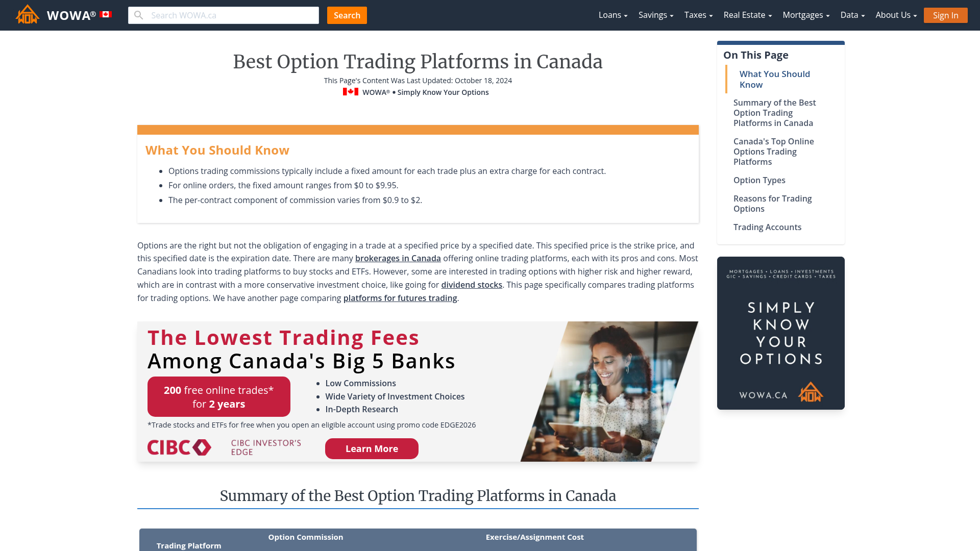 Comparing Best Options Trading Platforms in Canada | WOWA.ca