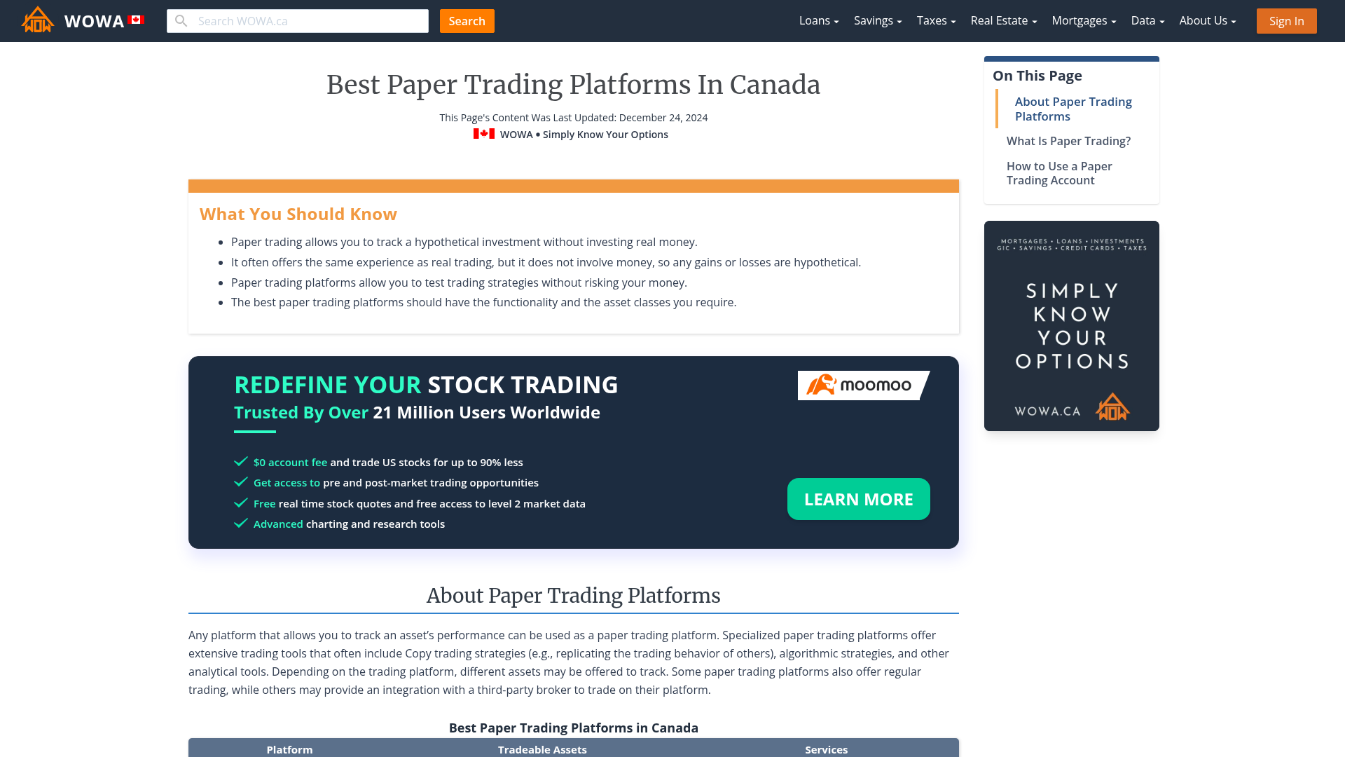 Best Paper Trading Platforms in Canada | WOWA.ca