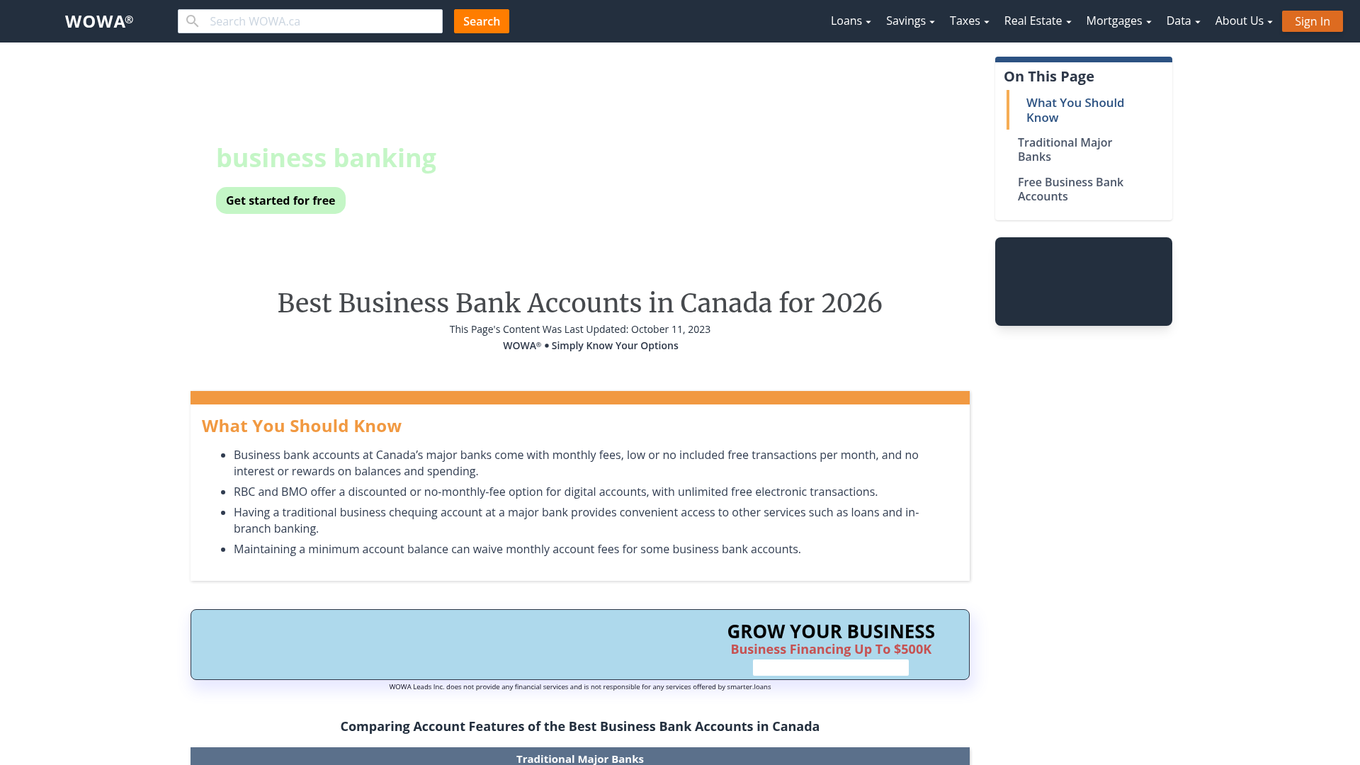 Best Business Bank Accounts in Canada | WOWA.ca