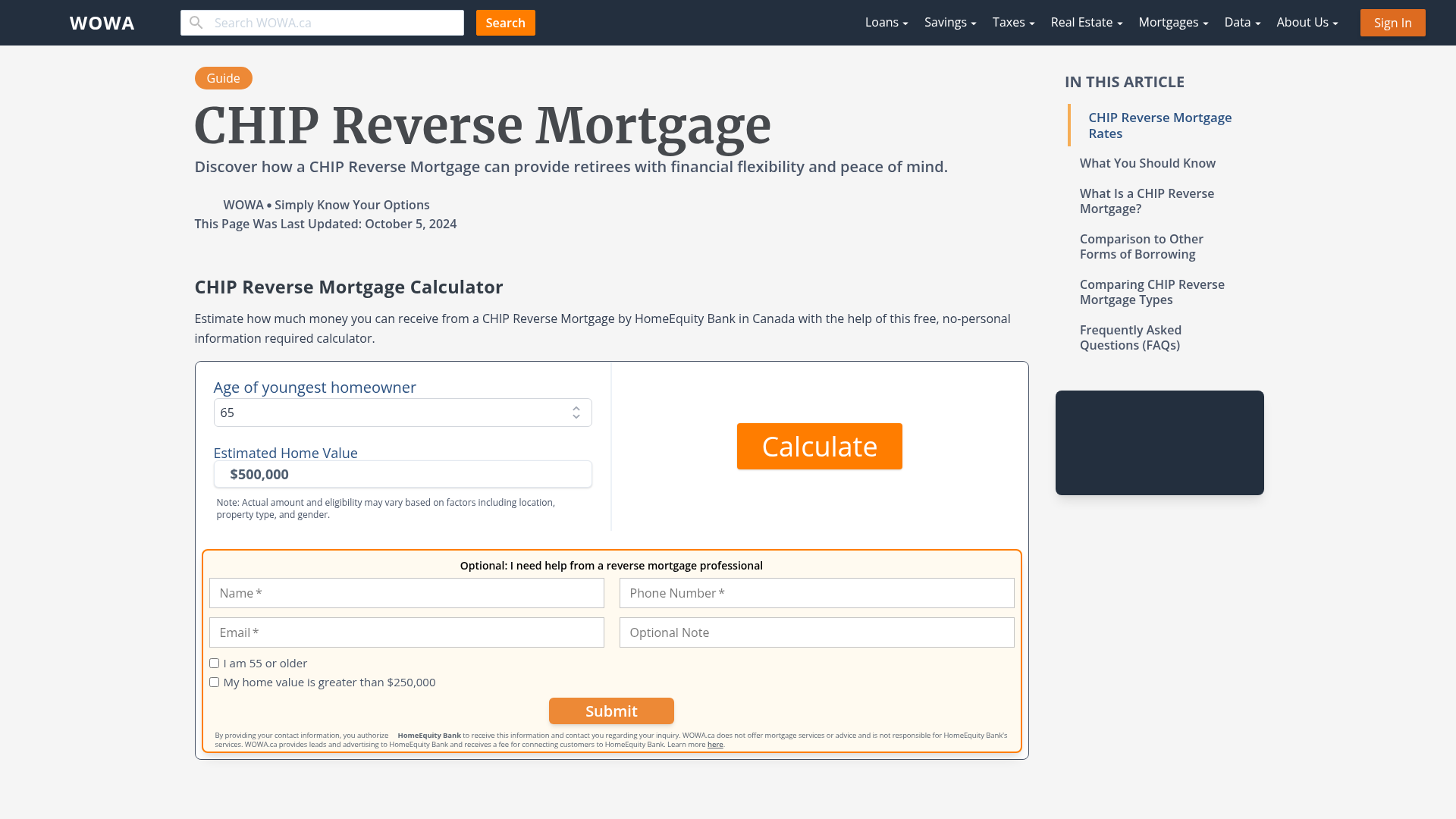 CHIP Reverse Mortgage | WOWA.ca