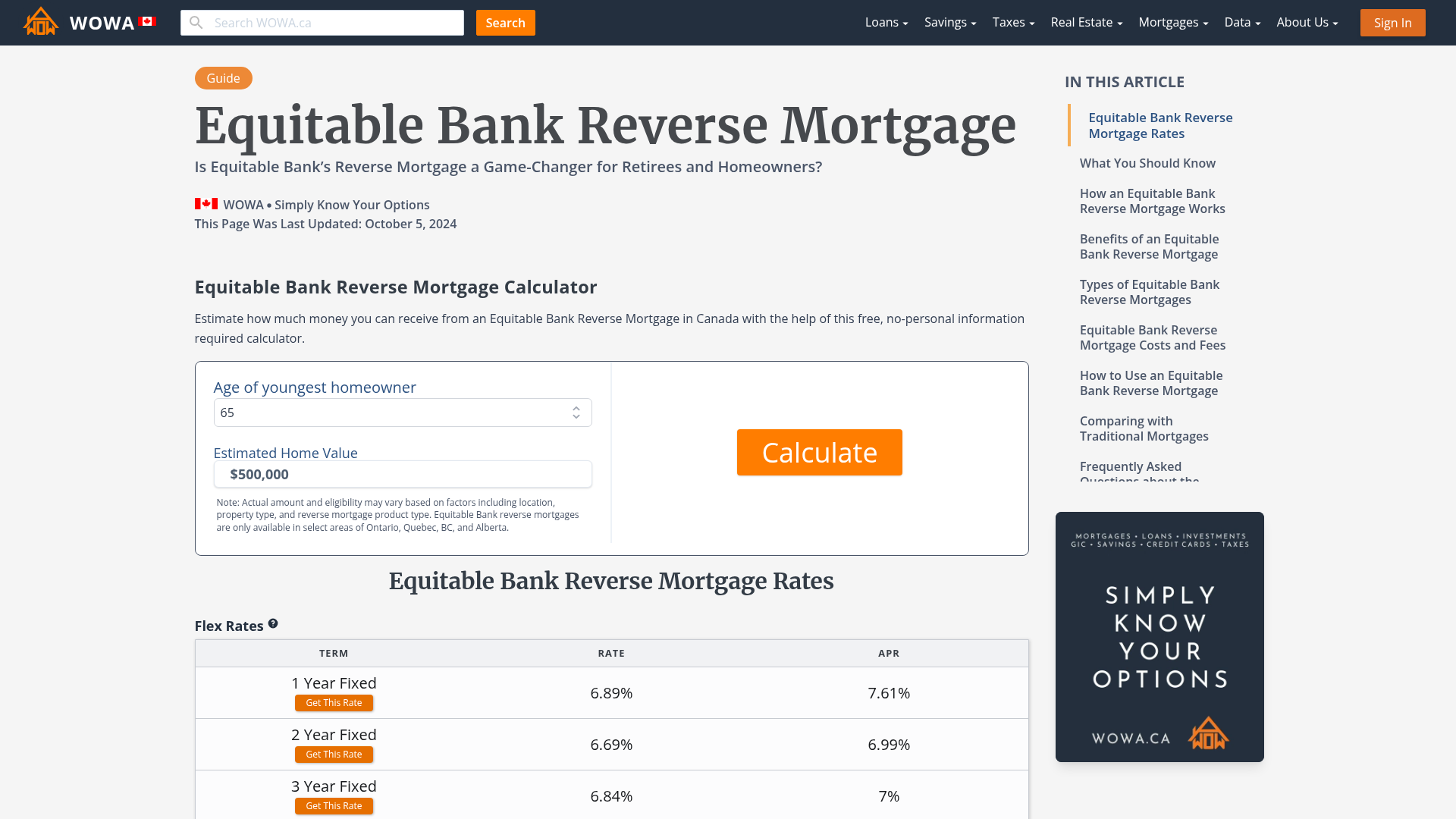 Equitable Bank Reverse Mortgage | WOWA.ca