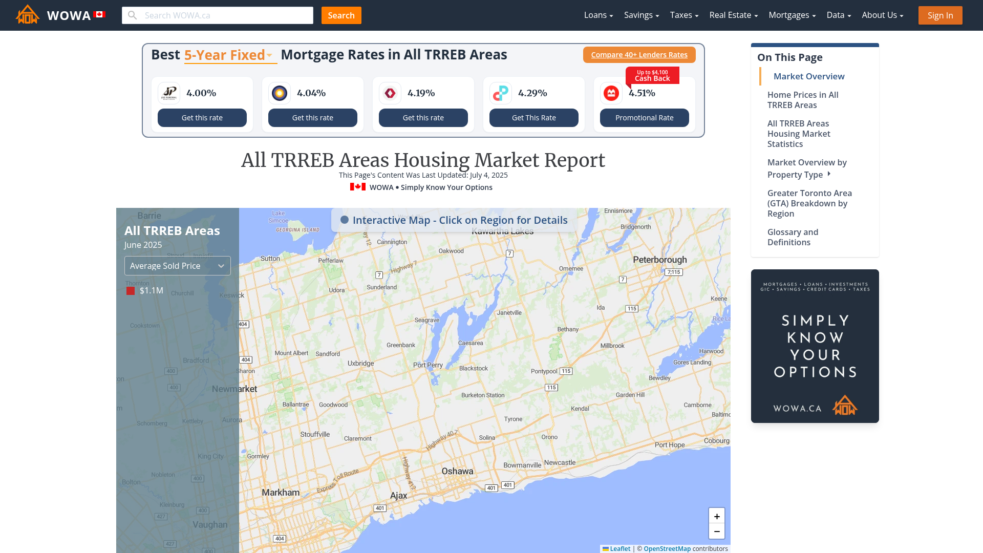 All TRREB Areas Housing Market Report: Oct. 3rd, 2025 Update | Interactive Map - WOWA.ca