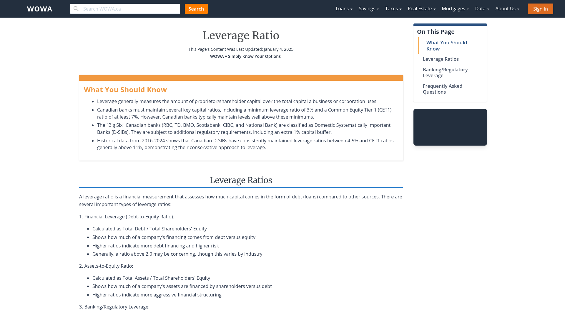 Leverage Ratio | WOWA.ca Leverage Ratio | WOWA.ca