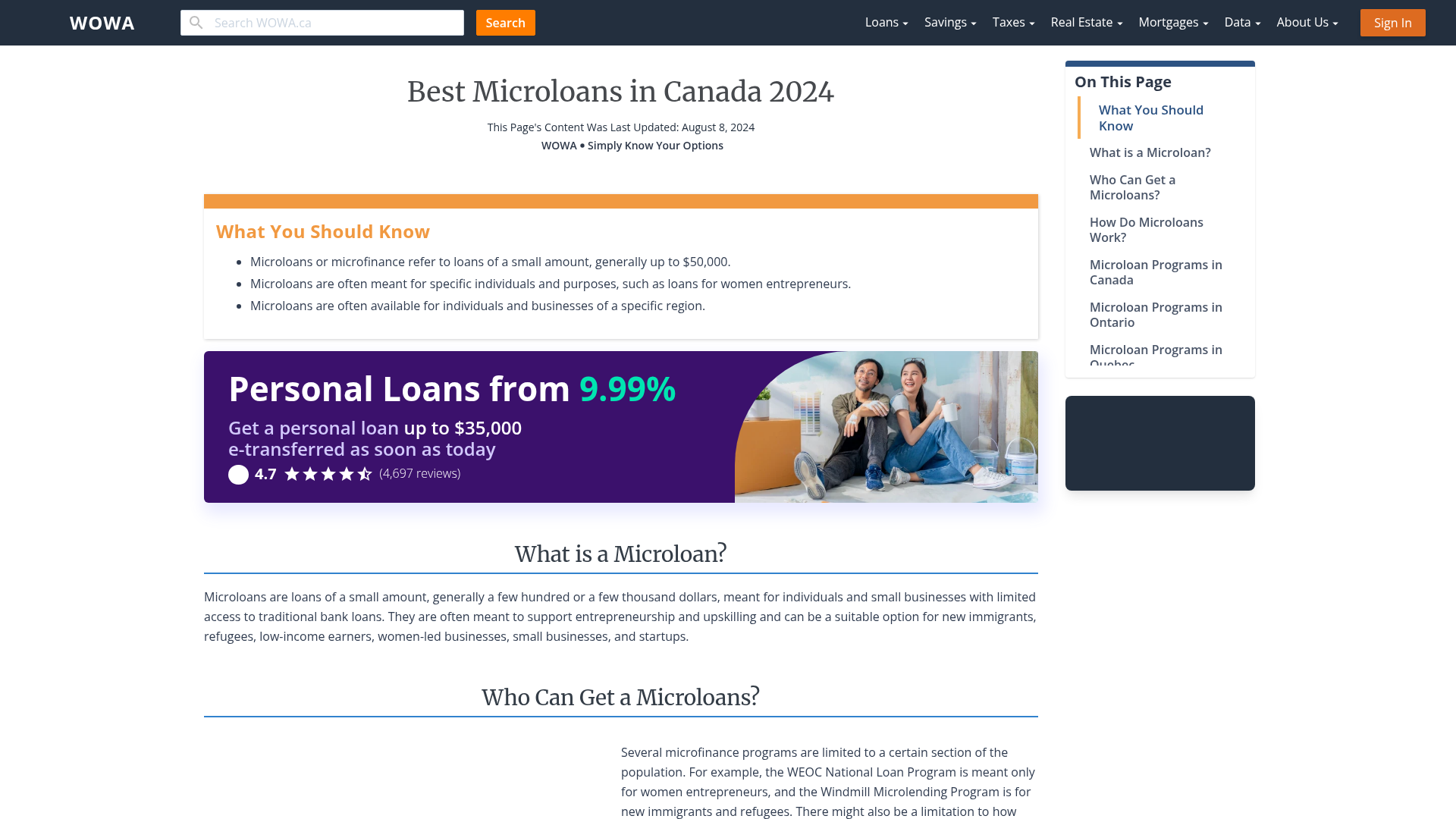 Best Microloans in Canada | WOWA.ca
