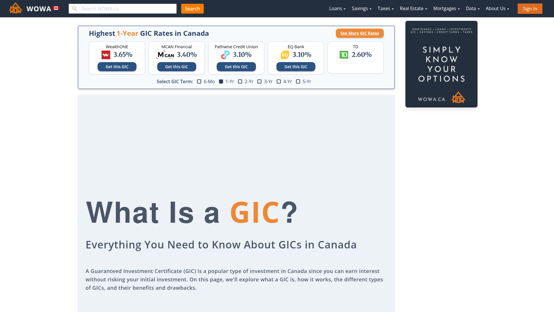 What is a GIC? | WOWA.ca